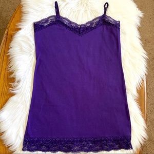 Active Basic | Tops | Purple Vneck Lace Cami With Adjustable Straps ...